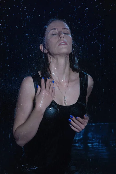 Sexy beautiful woman under rain — Stock Photo © Demian #169141276