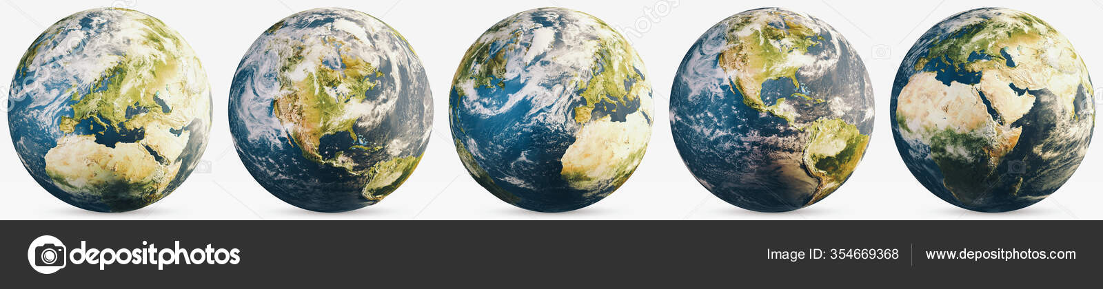 Planet Earth cloudy globe set Stock Photo by ©1xpert 354669368
