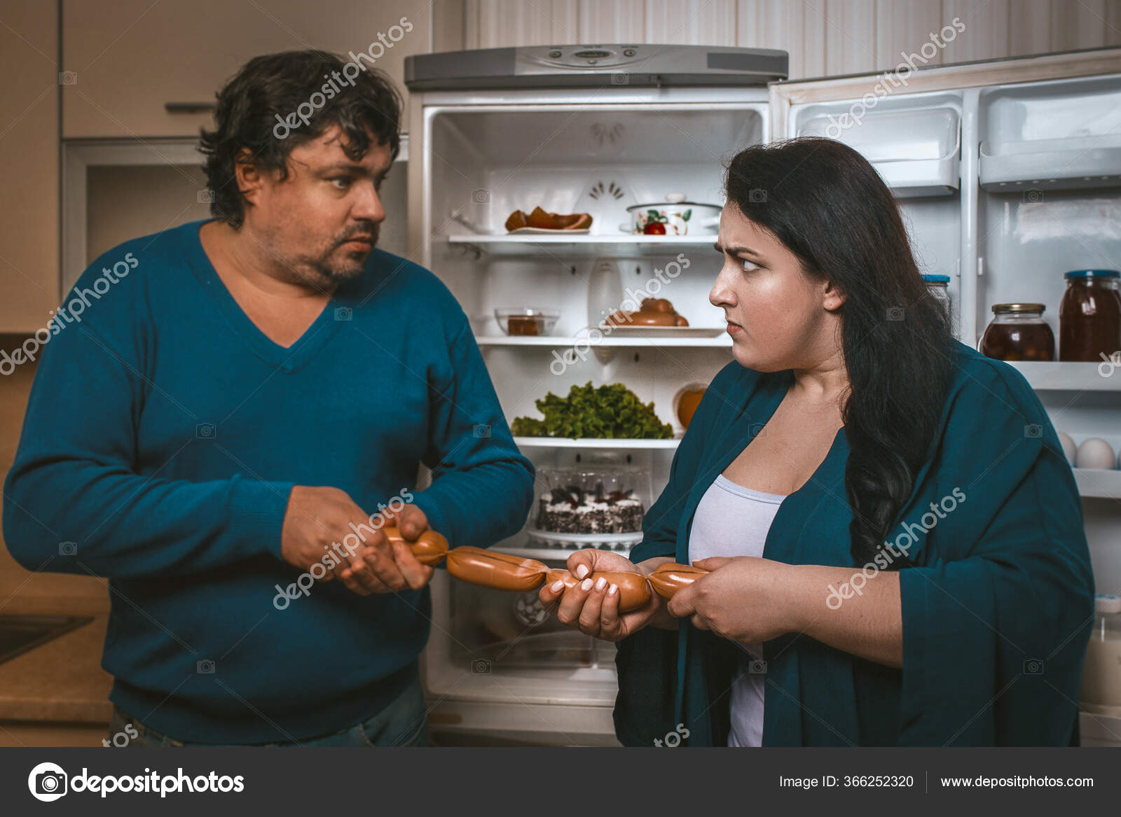 Plus Size Family Conflict Over Food — Stock Photo © svyatoslavlipik ...