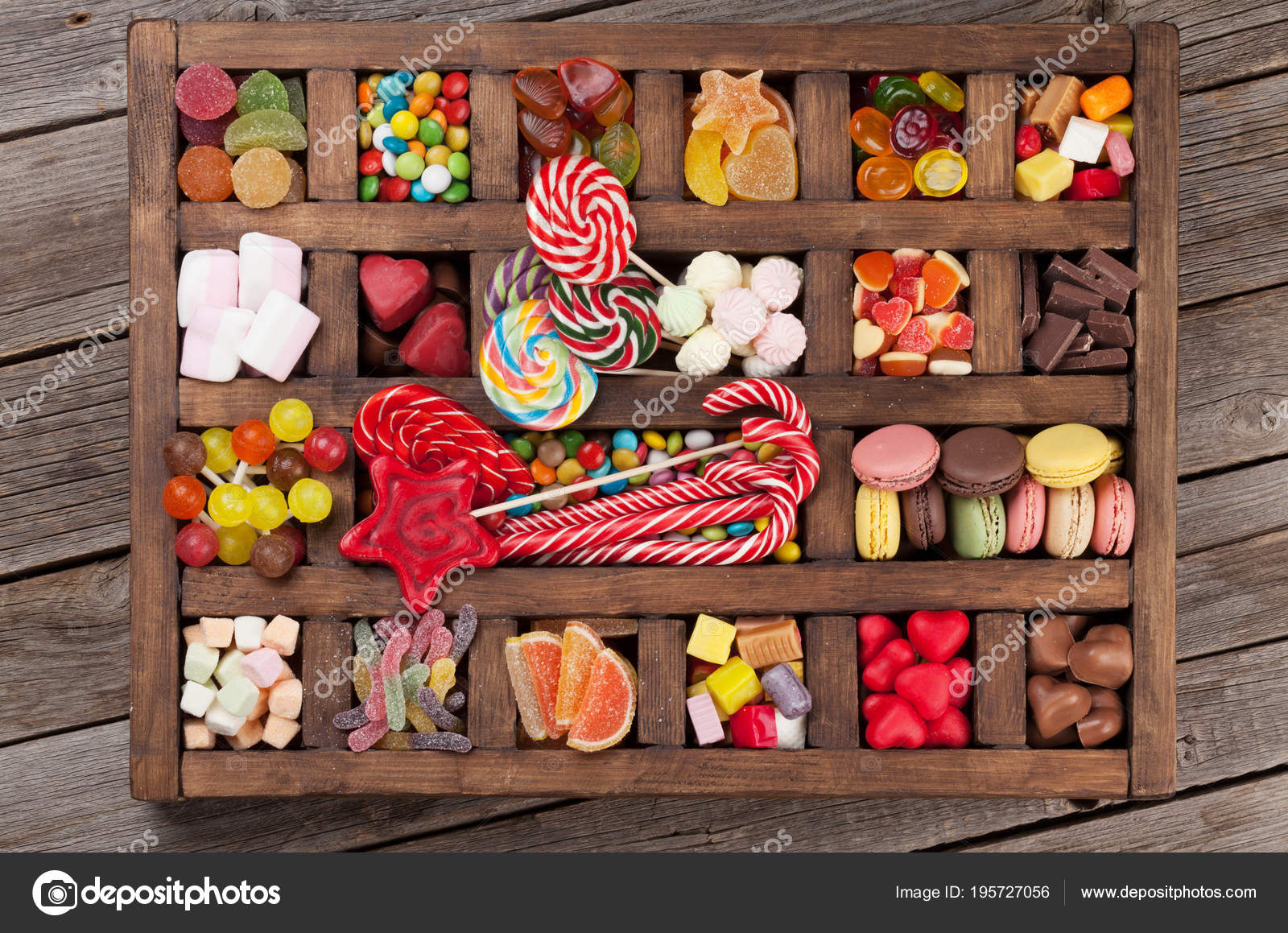 Colorful Sweets Box Lollipops Macaroons Marshmallow Marmalade Candies ...