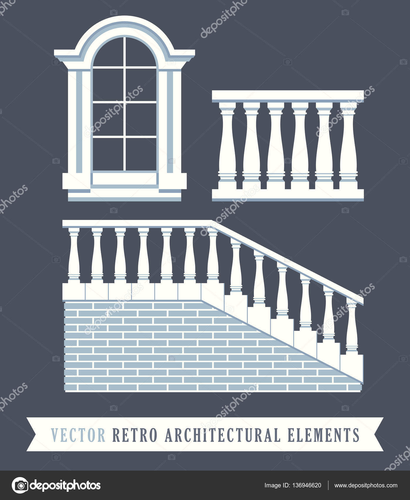 Retro classical architectural elements — Stock Vector © Zodchiy #136946620