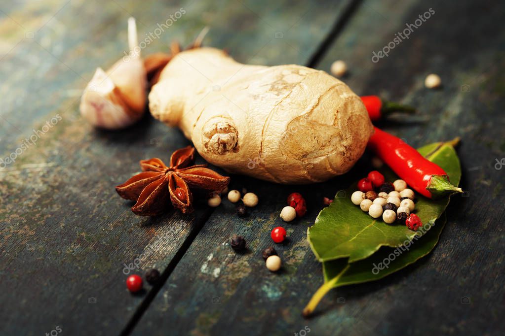 Italian herbs on rustic background — Stock Photo © klenova #130497498