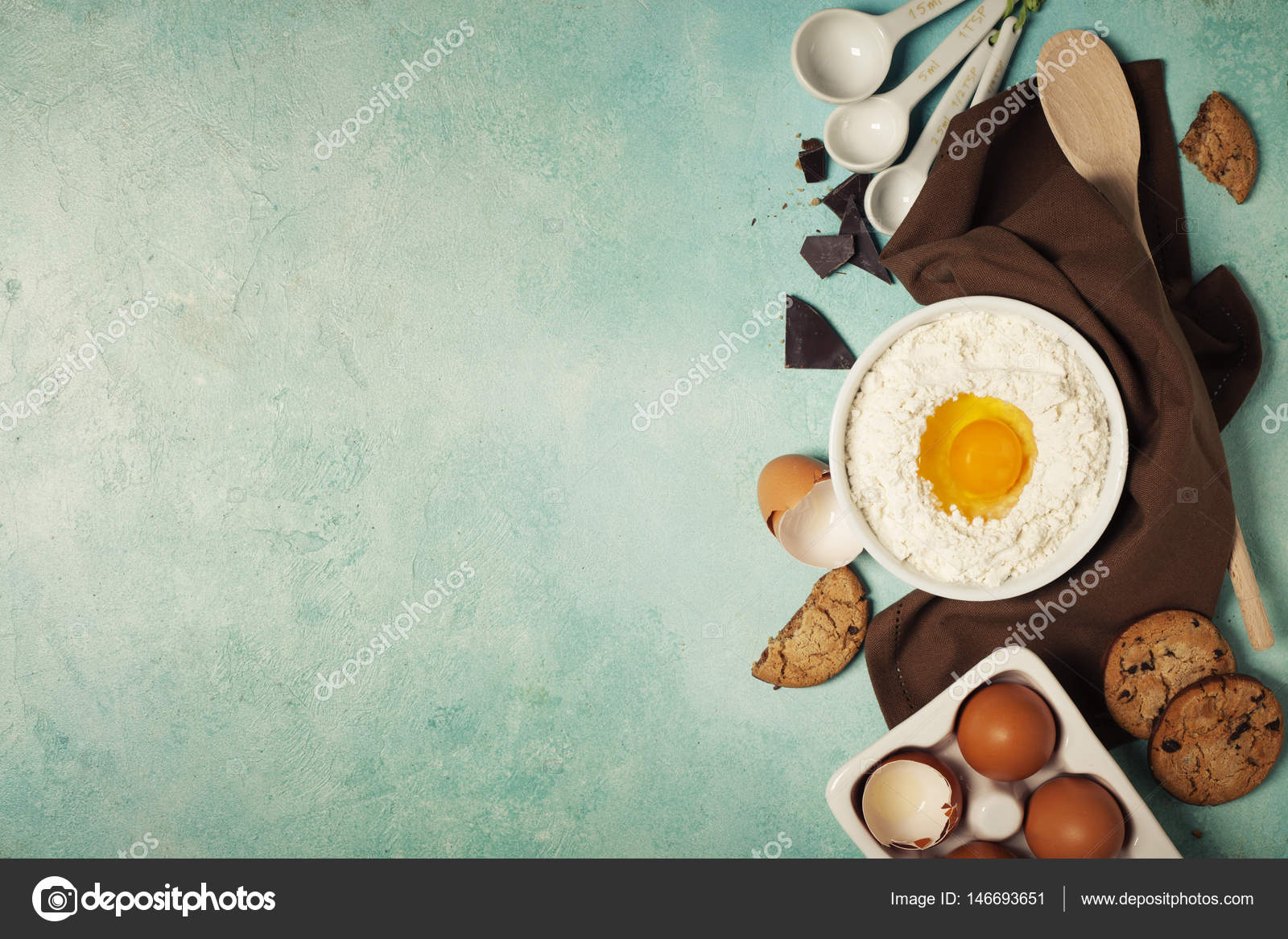 Baking concept on blue background Stock Photo by ©klenova 146693651