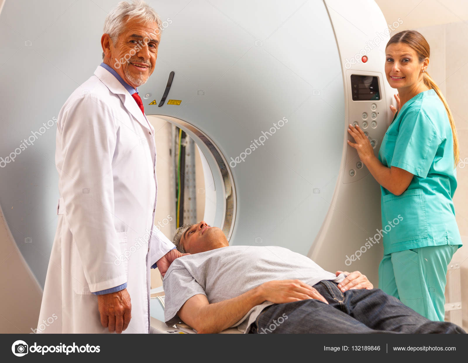 Male in 40s undergoing mri in hospital with doctor supervising Stock ...