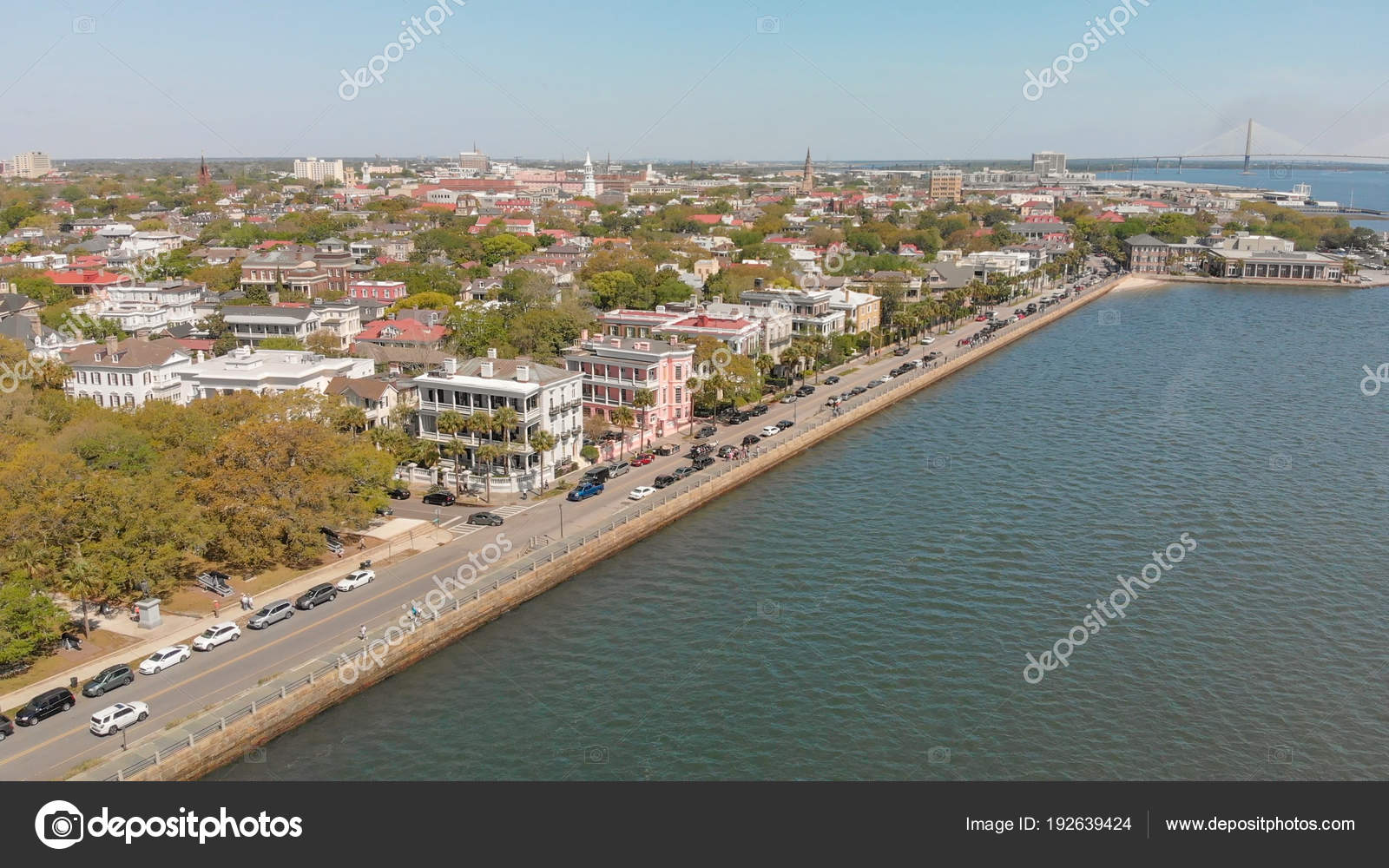Aerial View Charleston Cityscape River South Carolina Stock Photo by ...