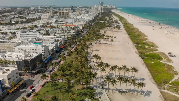 Overhead Aerial View Miami Beach Ocean Drive Park Beautiful Spring ...