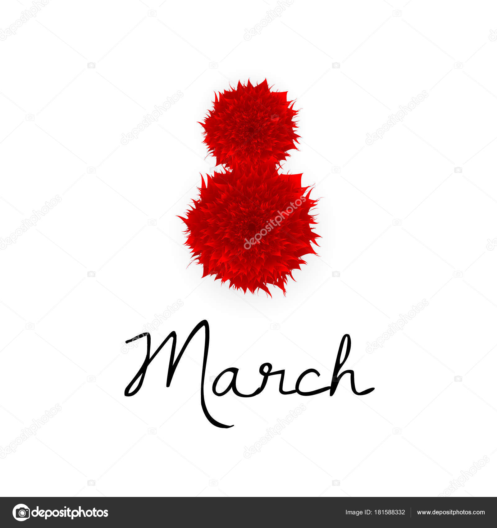 March Greeting Card Red Paper Flowers Vector Illustration Stock Vector ...