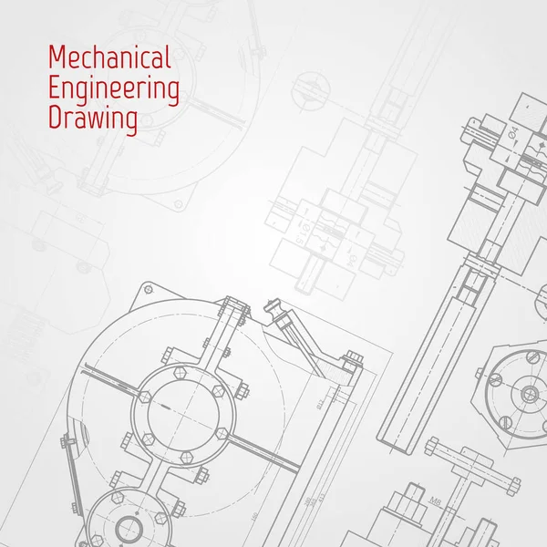 Technical drawing background . Mechanical Engineering drawing. Engine ...