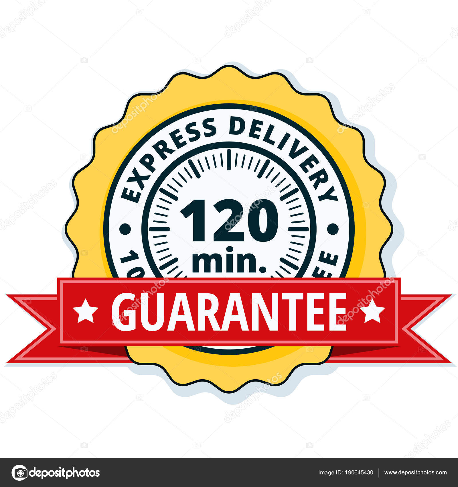 Express Delivery Guarantee Label Red Ribbon Vector Illustration Stock ...