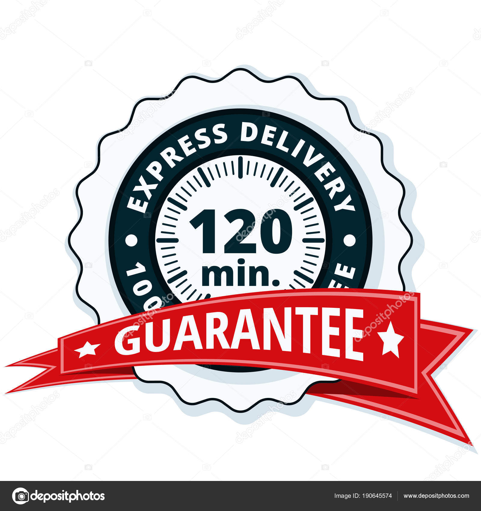 Express Delivery Guarantee Label Red Ribbon Vector Illustration Stock ...