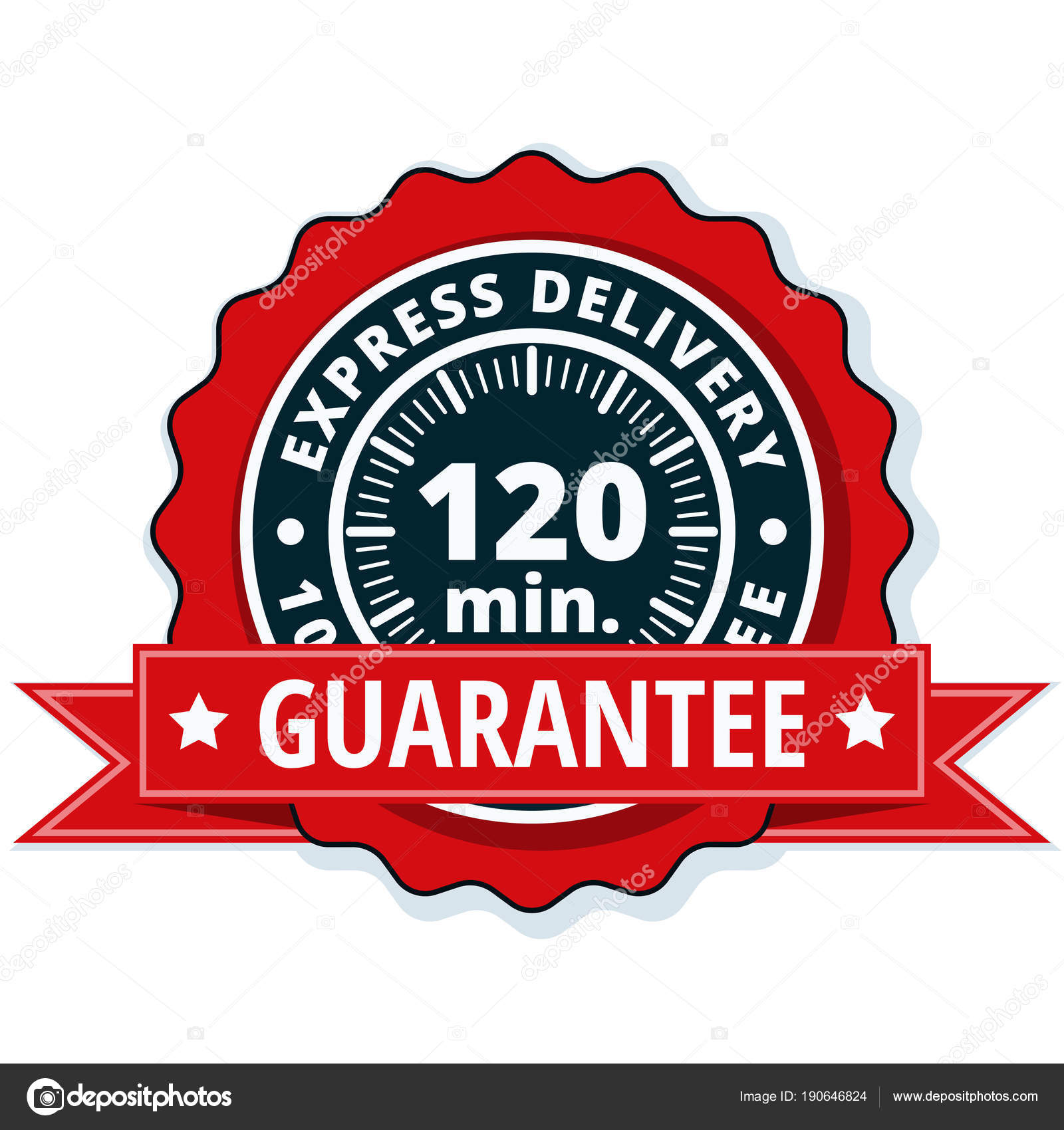 Express Delivery Guarantee Label Red Ribbon Vector Illustration Stock ...