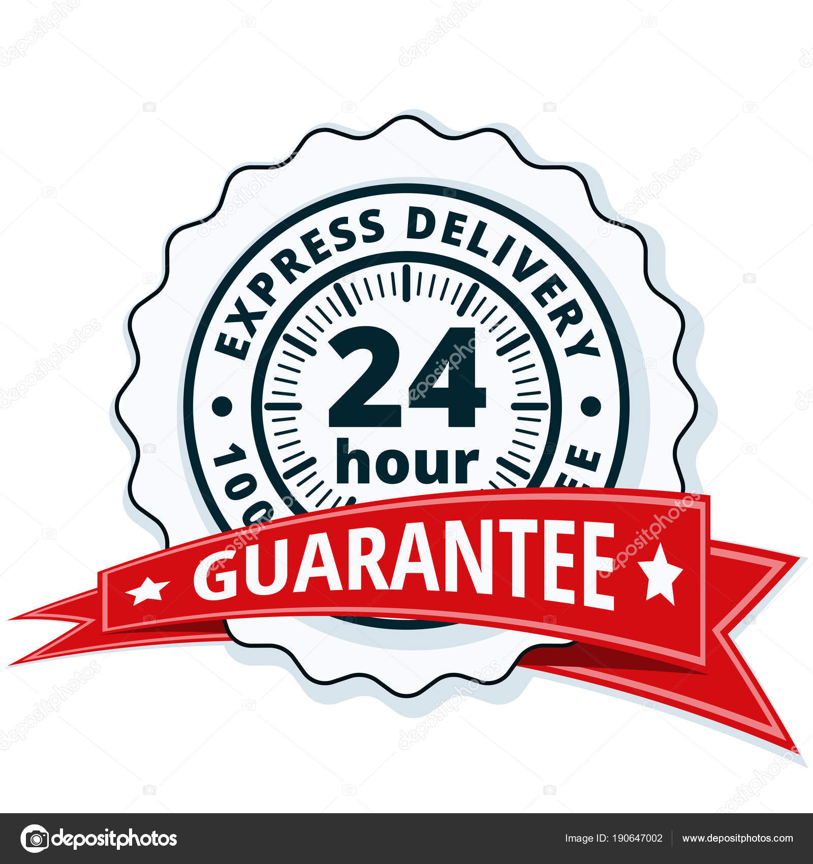 Express Delivery Guarantee Label Red Ribbon Vector Illustration Stock ...