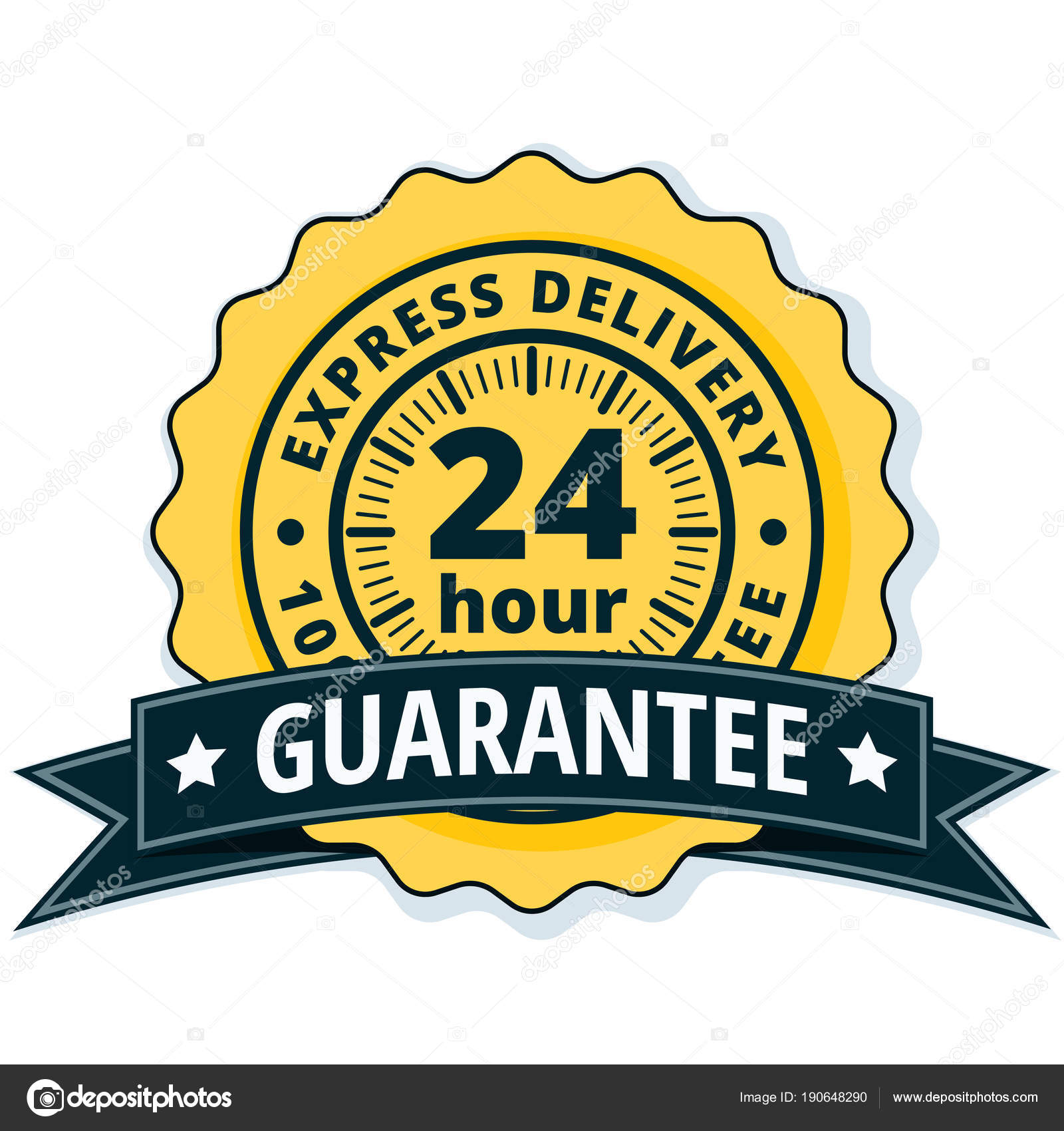 Express Delivery Guarantee Label Black Ribbon Vector Illustration Stock ...