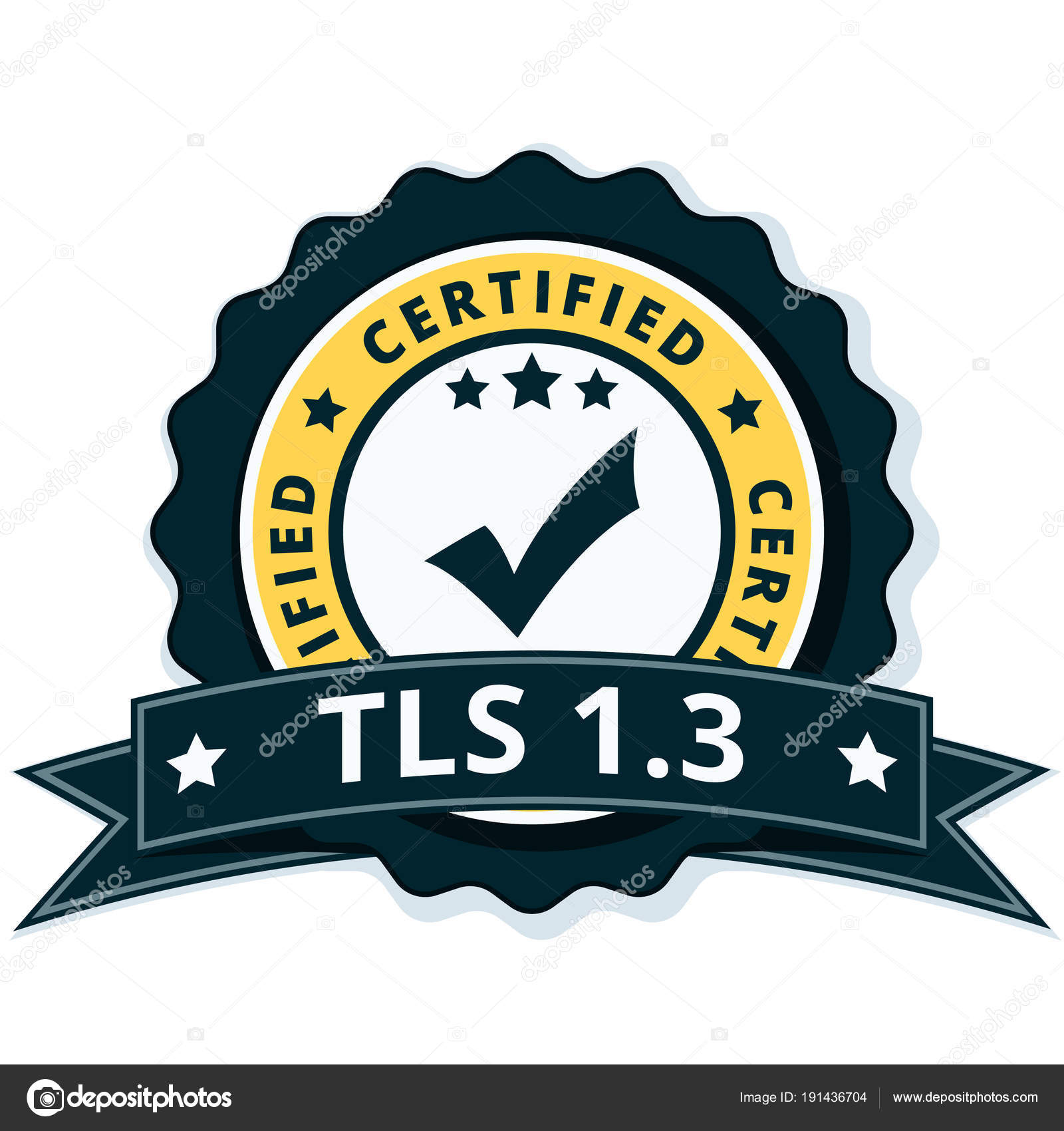 Tls Certified Label Black Ribbon Vector Illustration Stock Vector Image ...