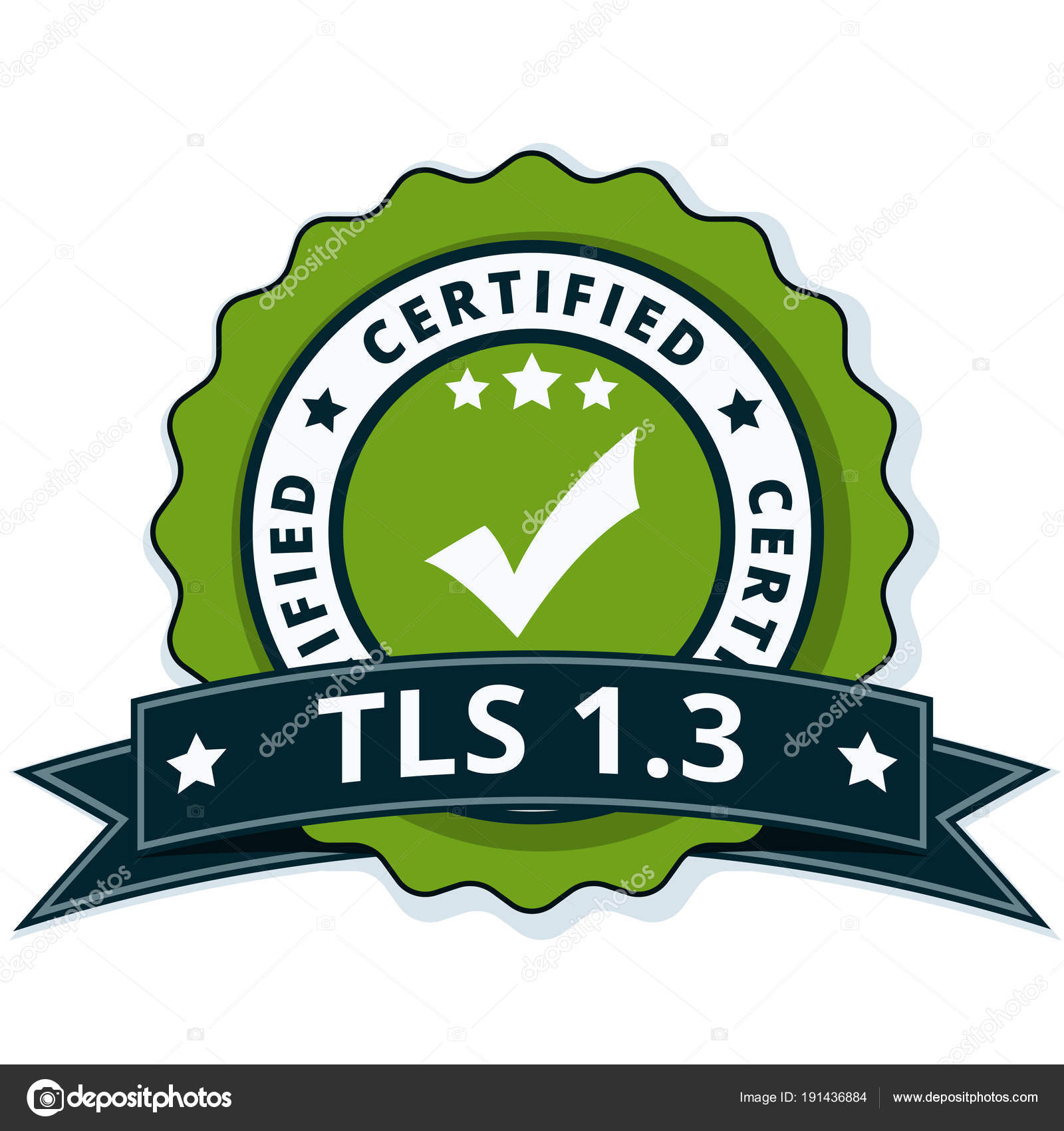 Tls Certified Label Black Ribbon Vector Illustration Stock Vector Image ...