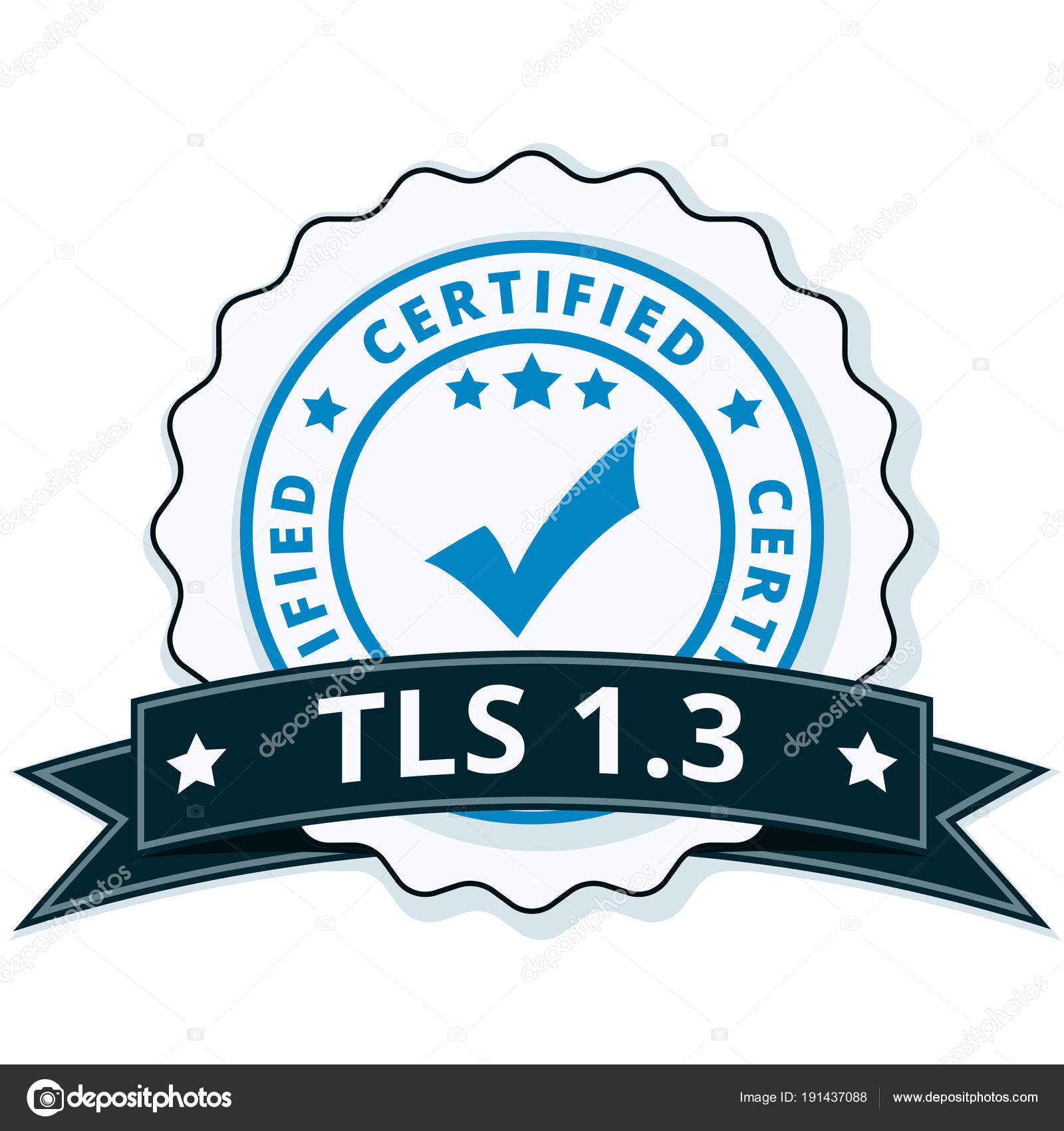 Tls Certified Label Black Ribbon Vector Illustration Stock Vector Image ...