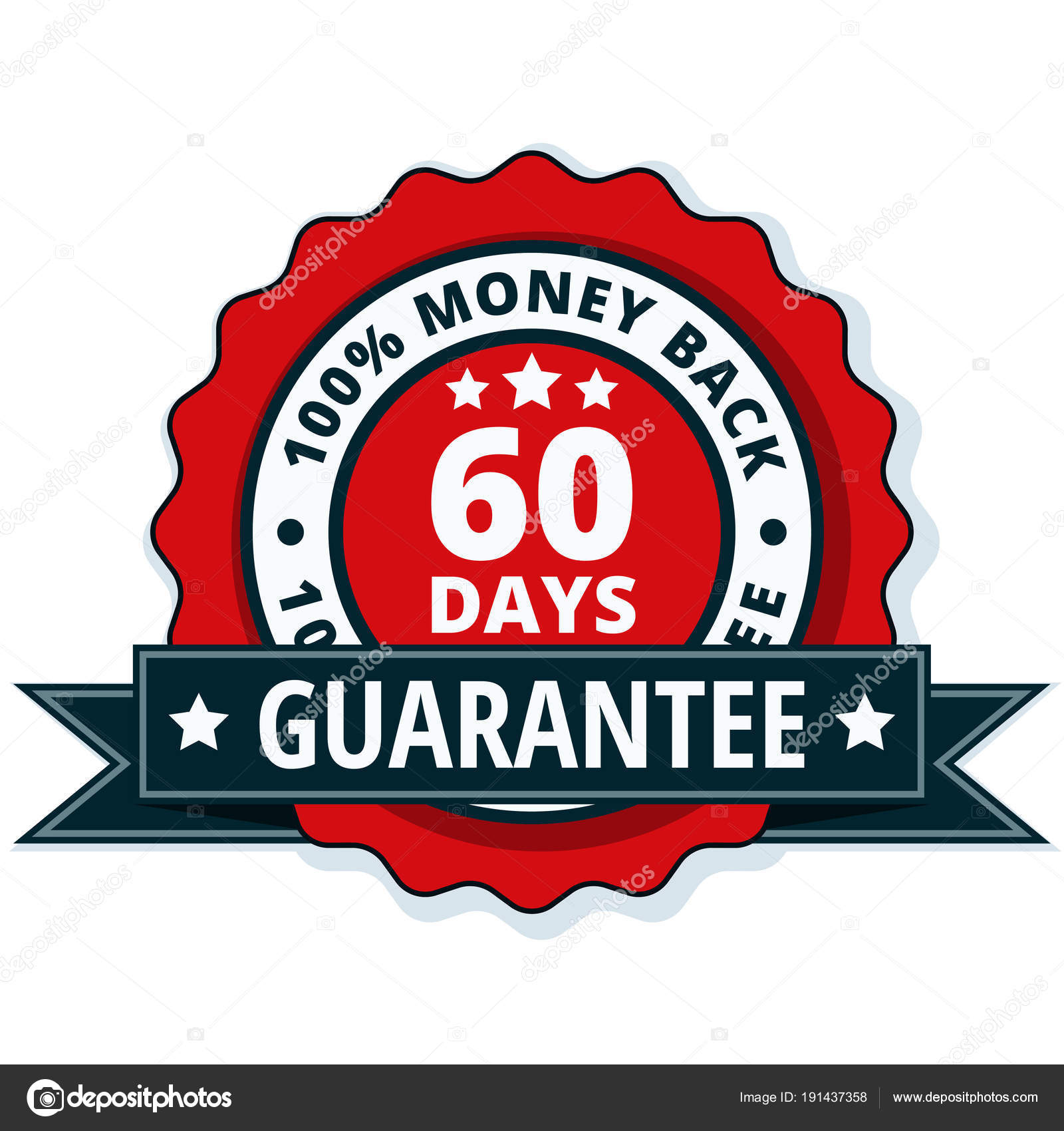 Penge Tilbage Garanti Ikon Med Sort Bånd Vektor Illustration Stock ...