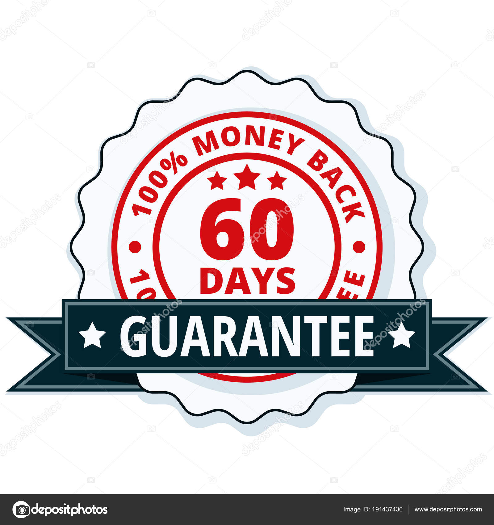 Money Back Guarantee Icon Black Ribbon Vector Illustration Stock Vector ...