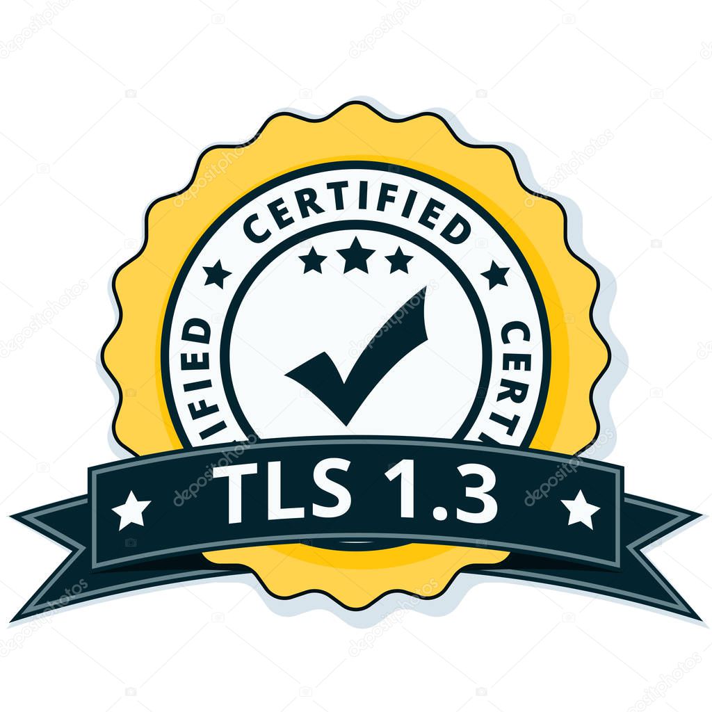 Tls Etiqueta Certificada Con Cinta Negra Vector Ilustración Vector de ...