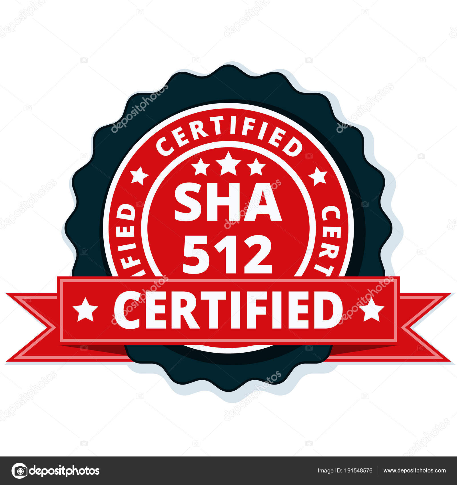 Sha 512 Certified Label Red Ribbon Vector Illustration Stock Vector by ...