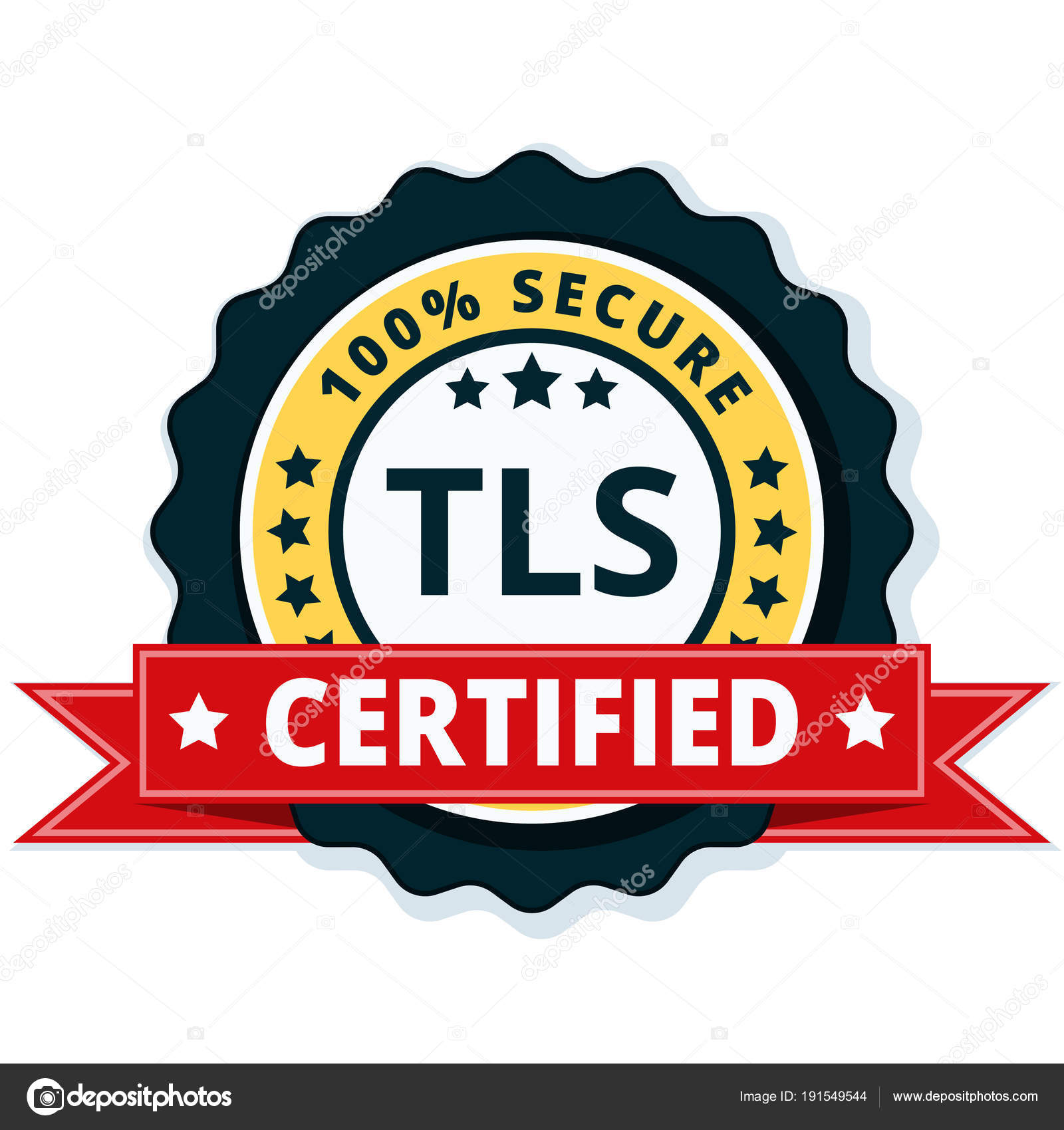 Tls Certified Label Red Ribbon Vector Illustration Stock Vector by ...