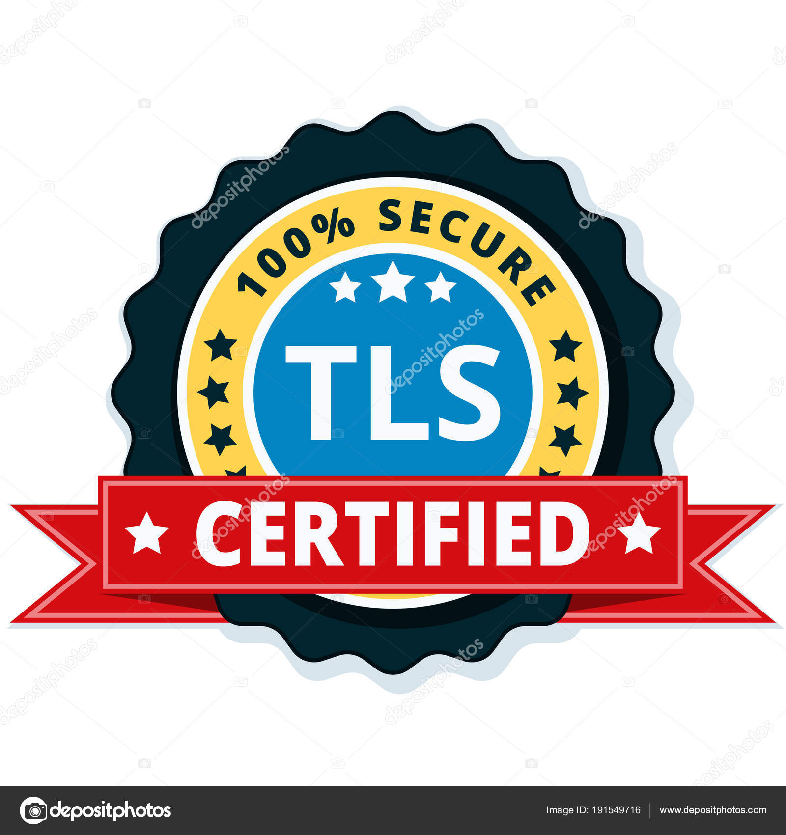Tls Certified Label Red Ribbon Vector Illustration Stock Vector by ...