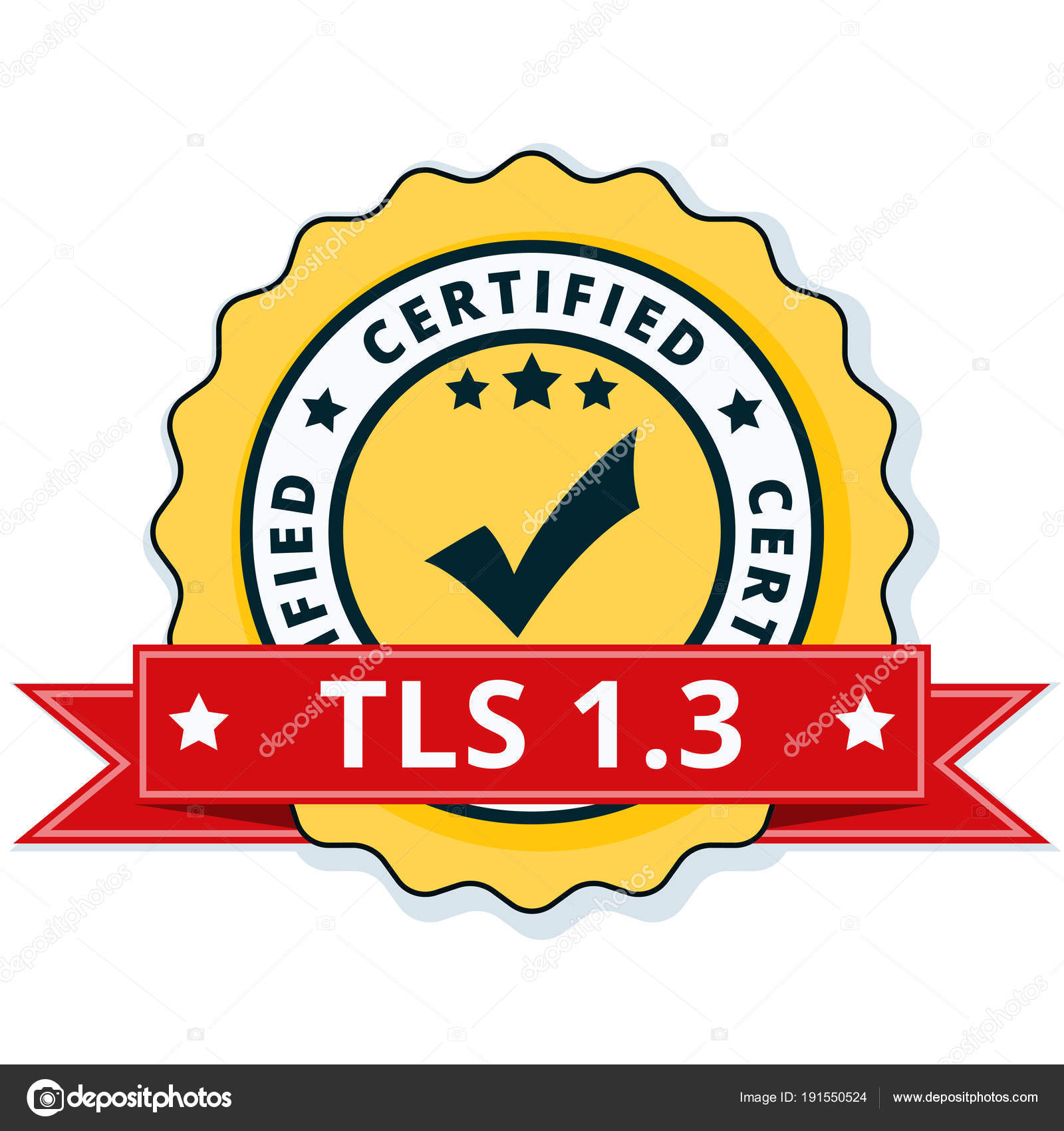 Tls Certified Label Red Ribbon Vector Illustration Stock Vector Image ...