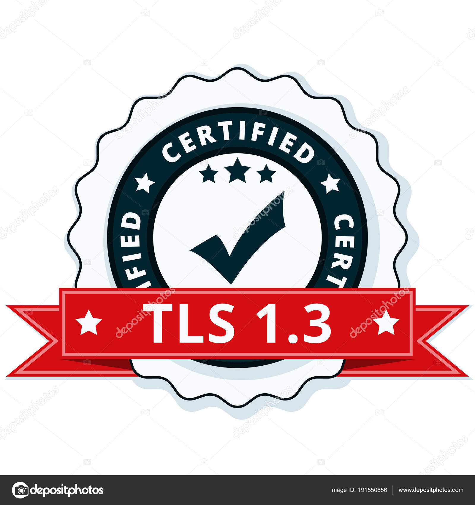 Tls Certified Label Red Ribbon Vector Illustration Stock Vector Image ...