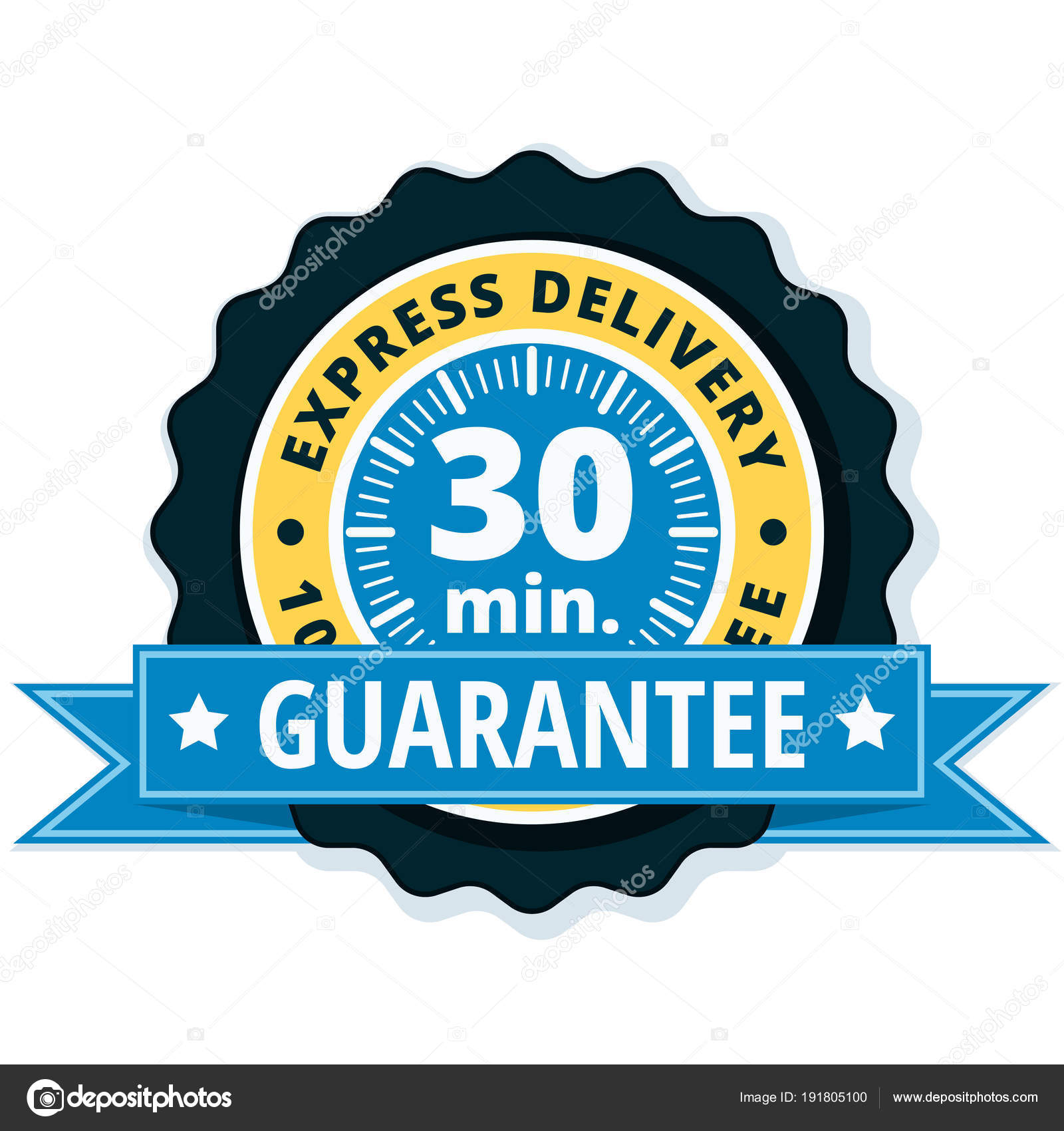 Etiqueta Garantia Entrega Expressa Com Fita Azul Vetor Ilustração Vetor ...