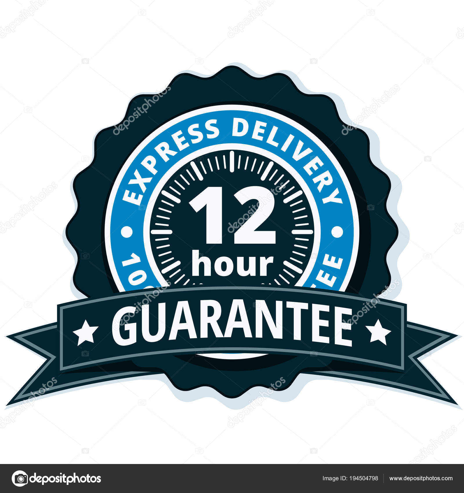 Vector Illustration Design Blue Hour Guarantee Flat Label Icon Black ...