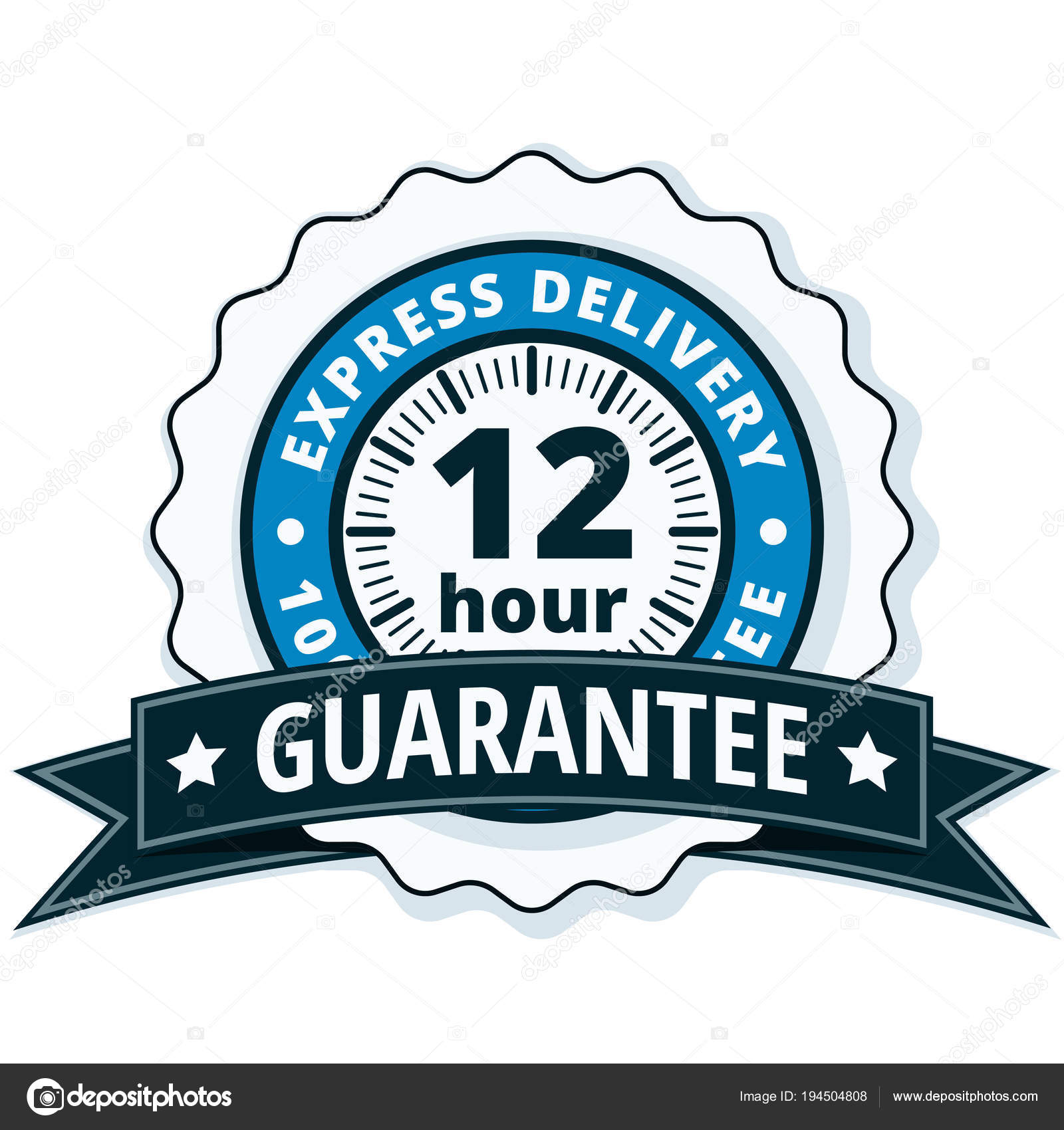 Vector Illustration Design Blue Hour Guarantee Flat Label Icon Black ...