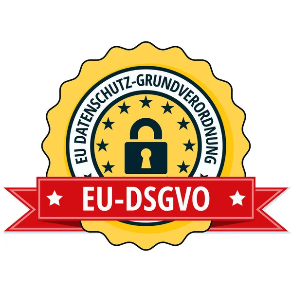Dsgvo Flat Label Padlock Icon Red Ribbon Vector Illustration Stock ...