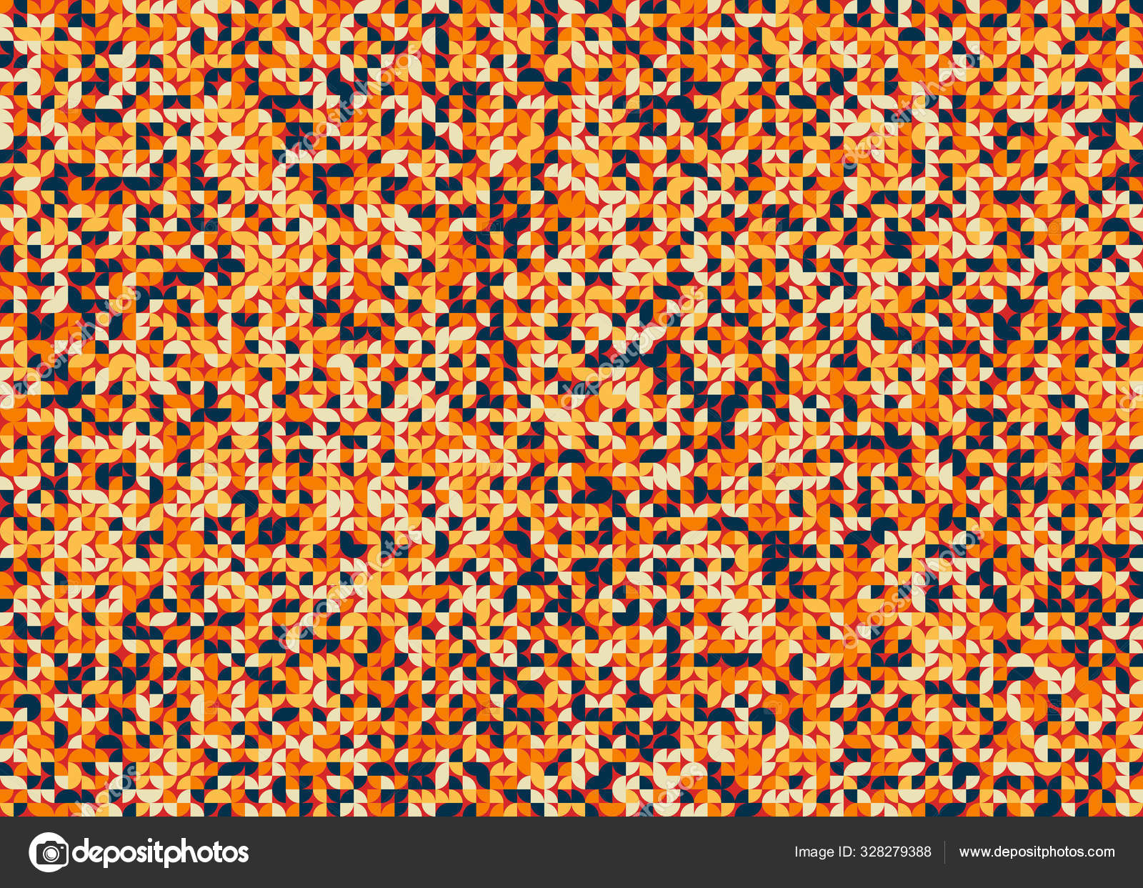 Seamless Pattern Random Orange Quarter Circles Generative Art ...
