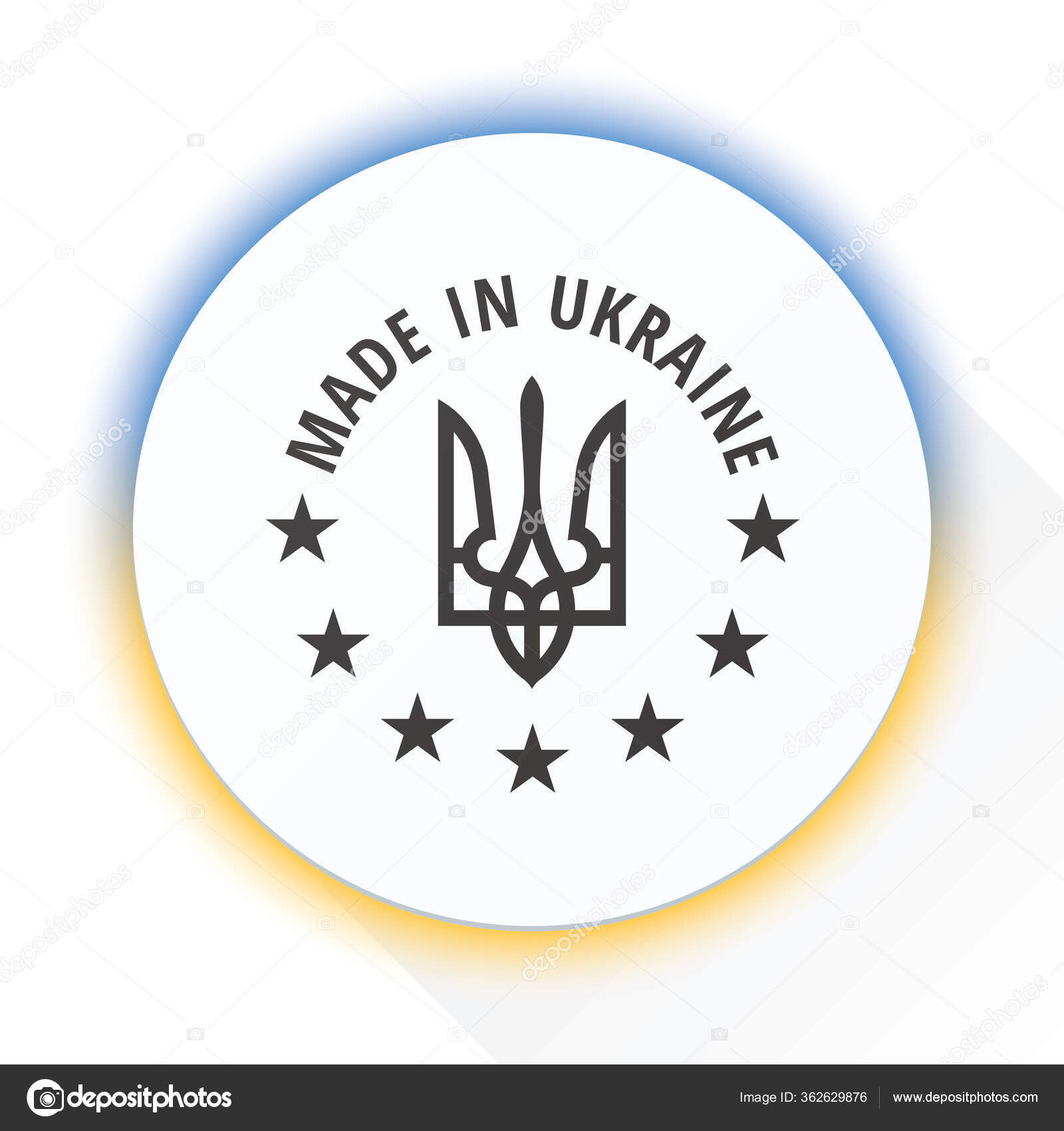 Made Ukraine Label Button Ukrainian Flag Colors European Union Stars ...