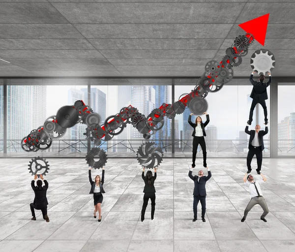 Teamwork build an arrow upwards — Stock Photo © alphaspirit #128313192