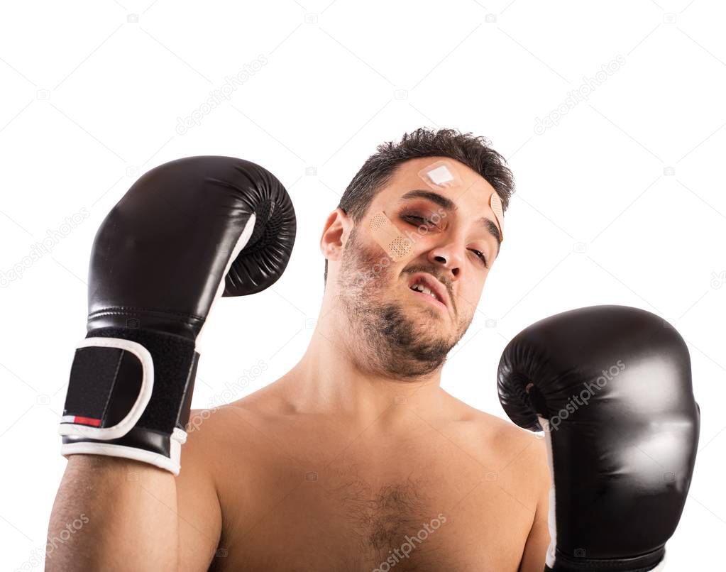 Boxer with bruises and bandages Stock Photo by ©alphaspirit 129940988