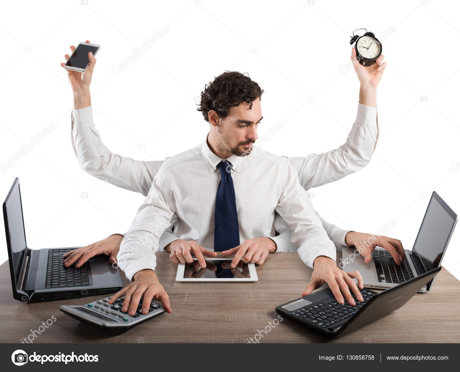 Businessman stressed by too many tasks Stock Photo by ©alphaspirit ...