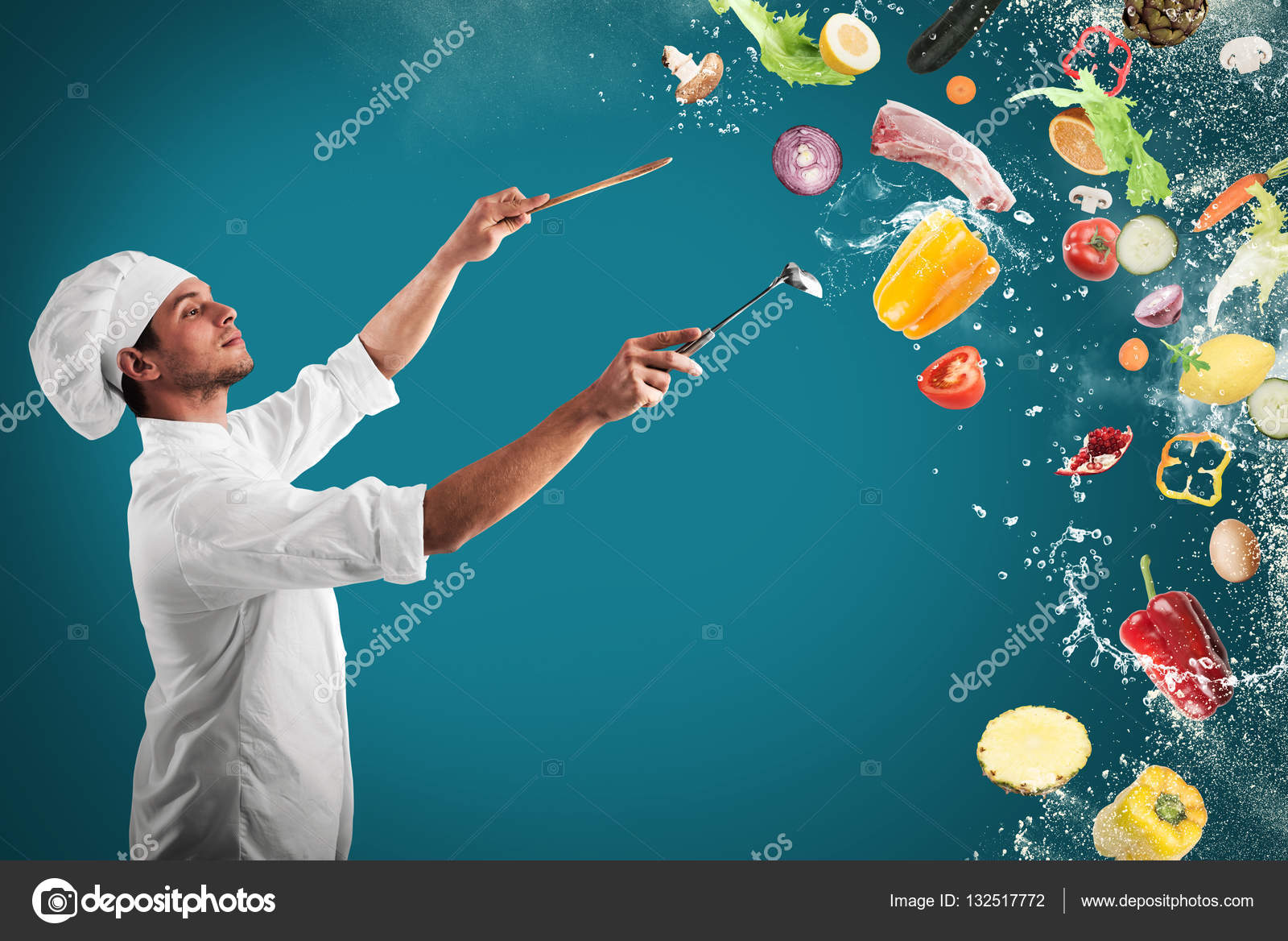 Chef creates a musical harmony Stock Photo by ©alphaspirit 132517772