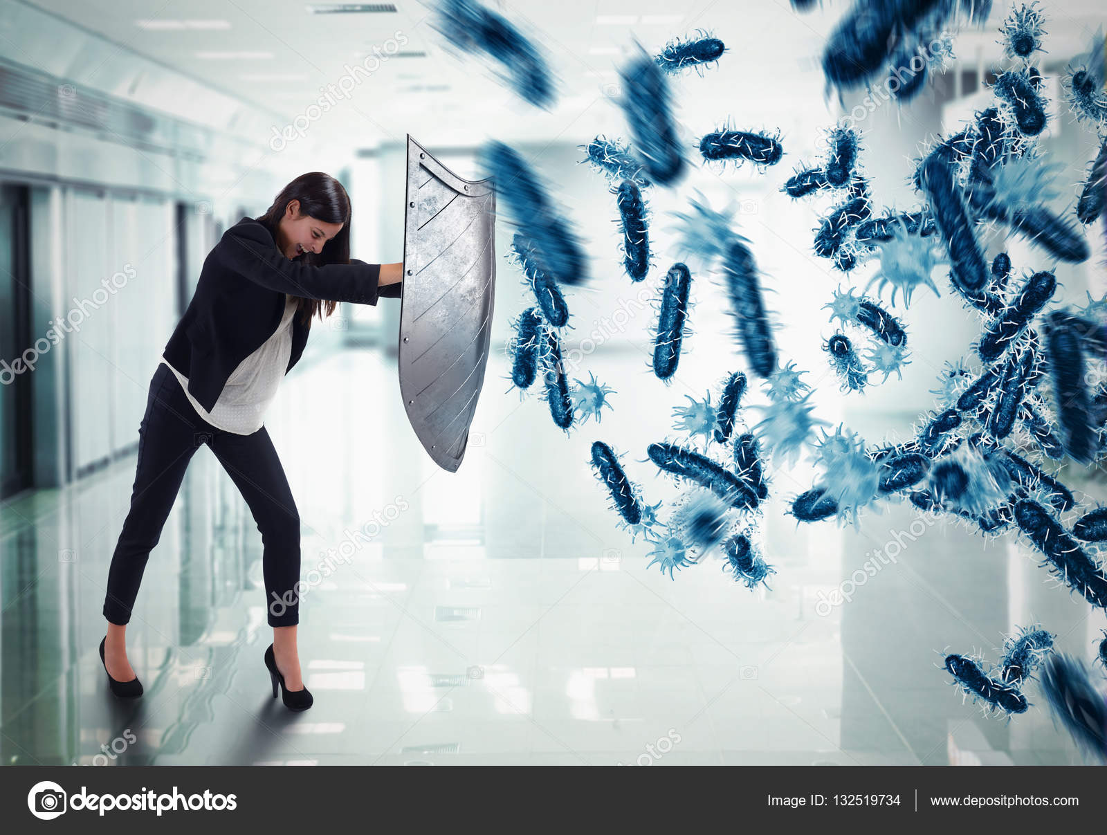 Woman protects with the shield — Stock Photo © alphaspirit #132519734