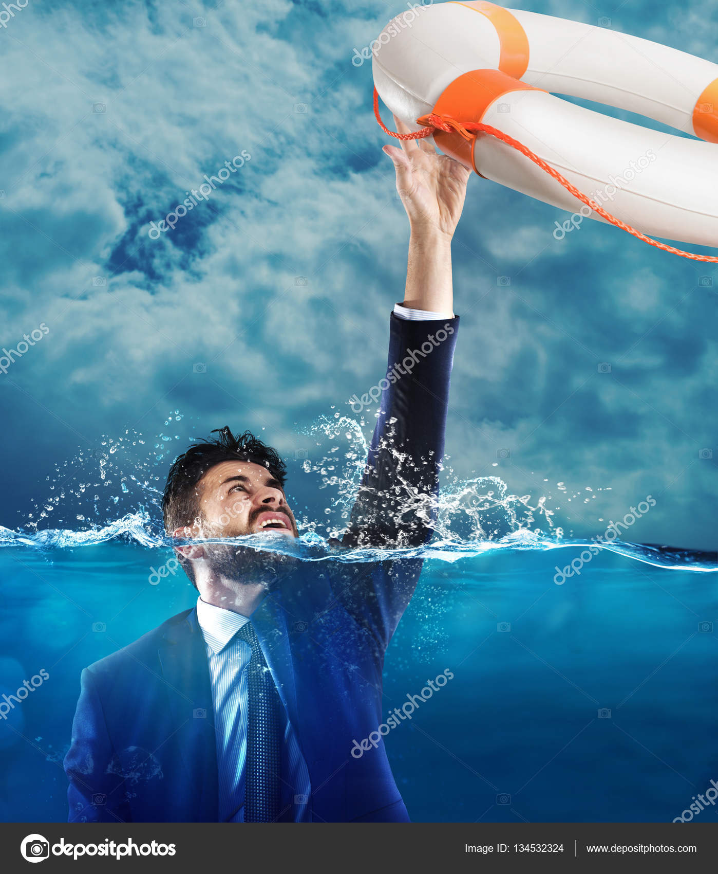 Lifesaver launched a drowning man Stock Photo by ©alphaspirit 134532324