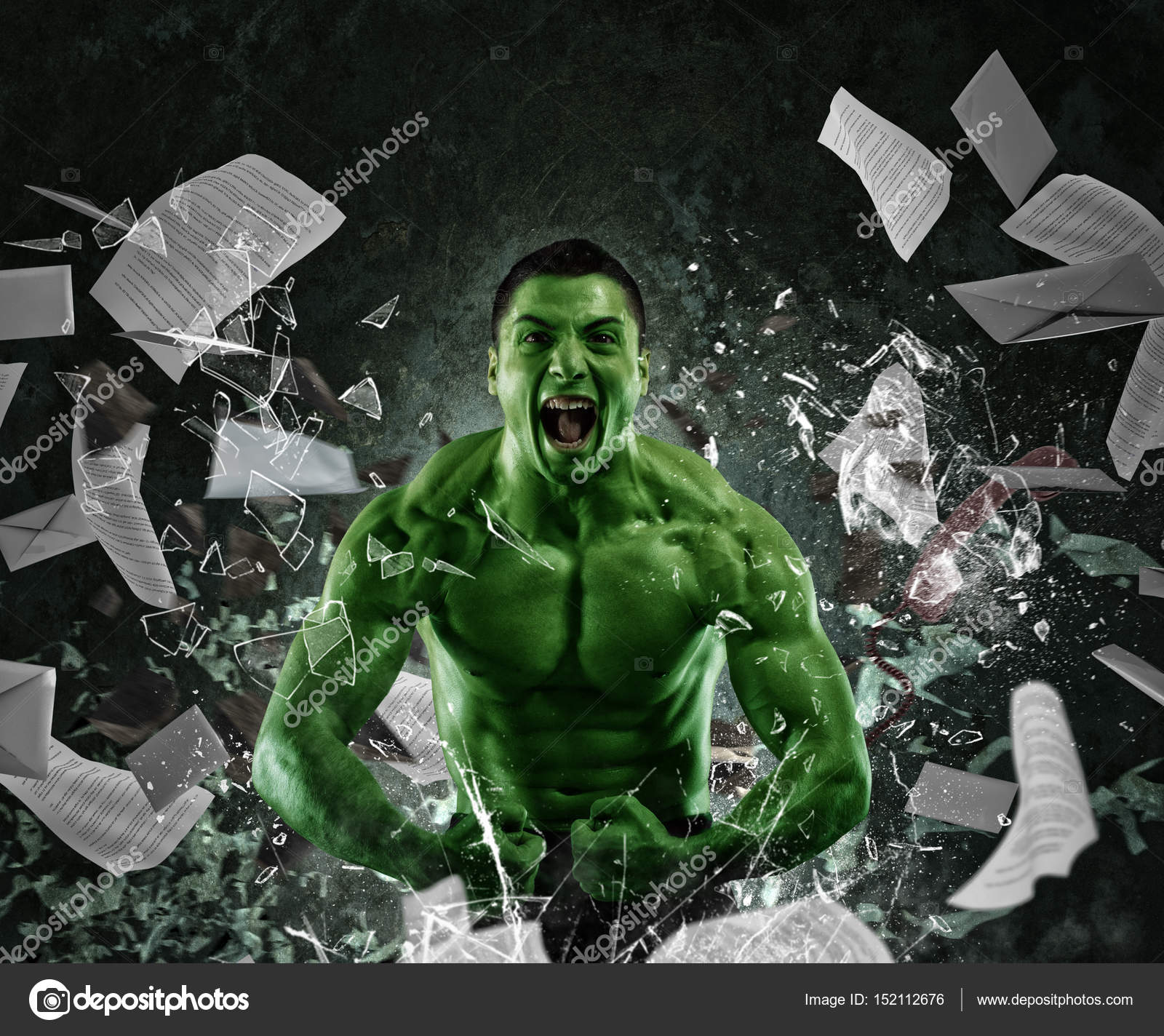 Muscular man screaming breaks a glass Stock Photo by ©alphaspirit 152112676