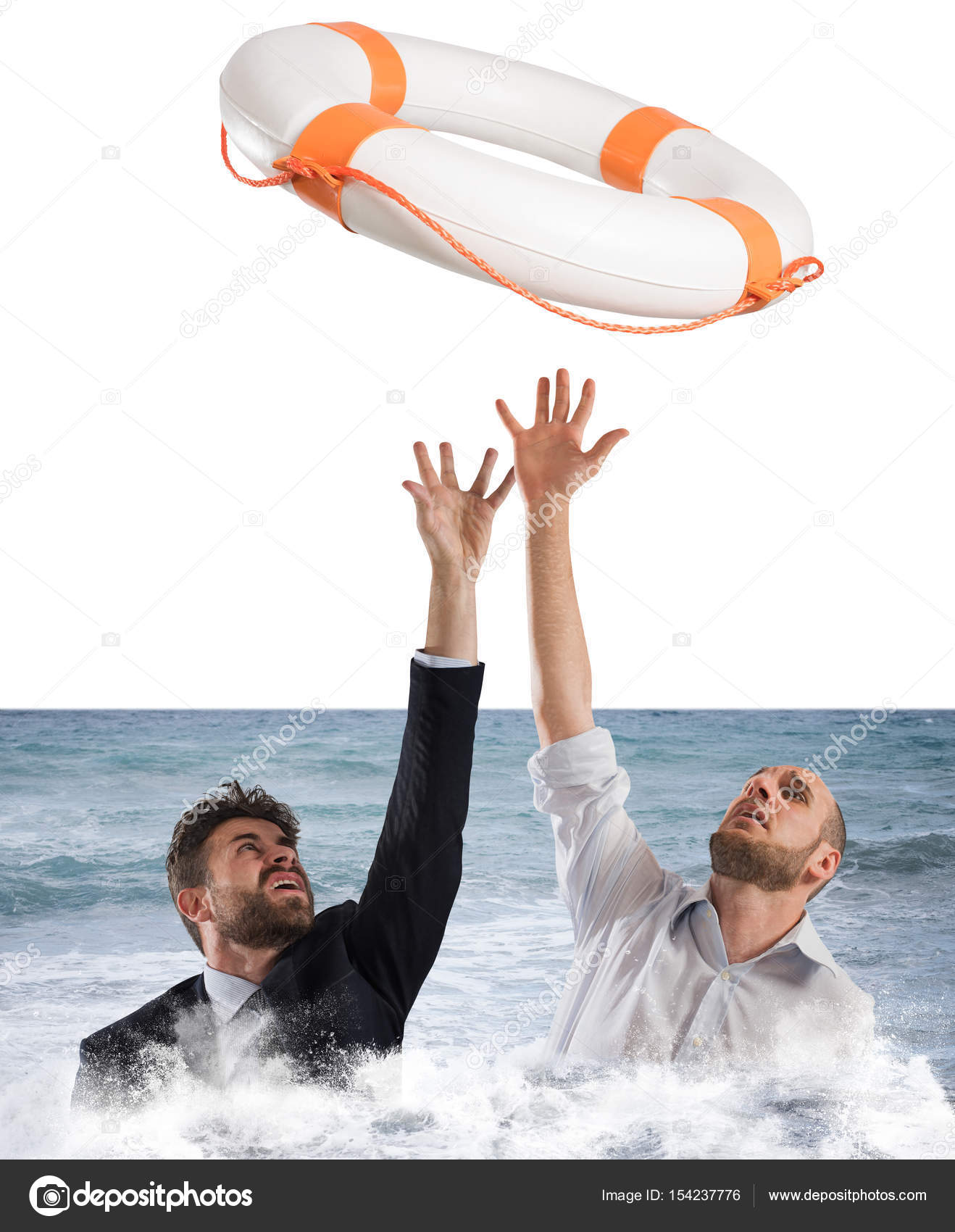 Lifesaver launched drowning business men Stock Photo by ©alphaspirit ...