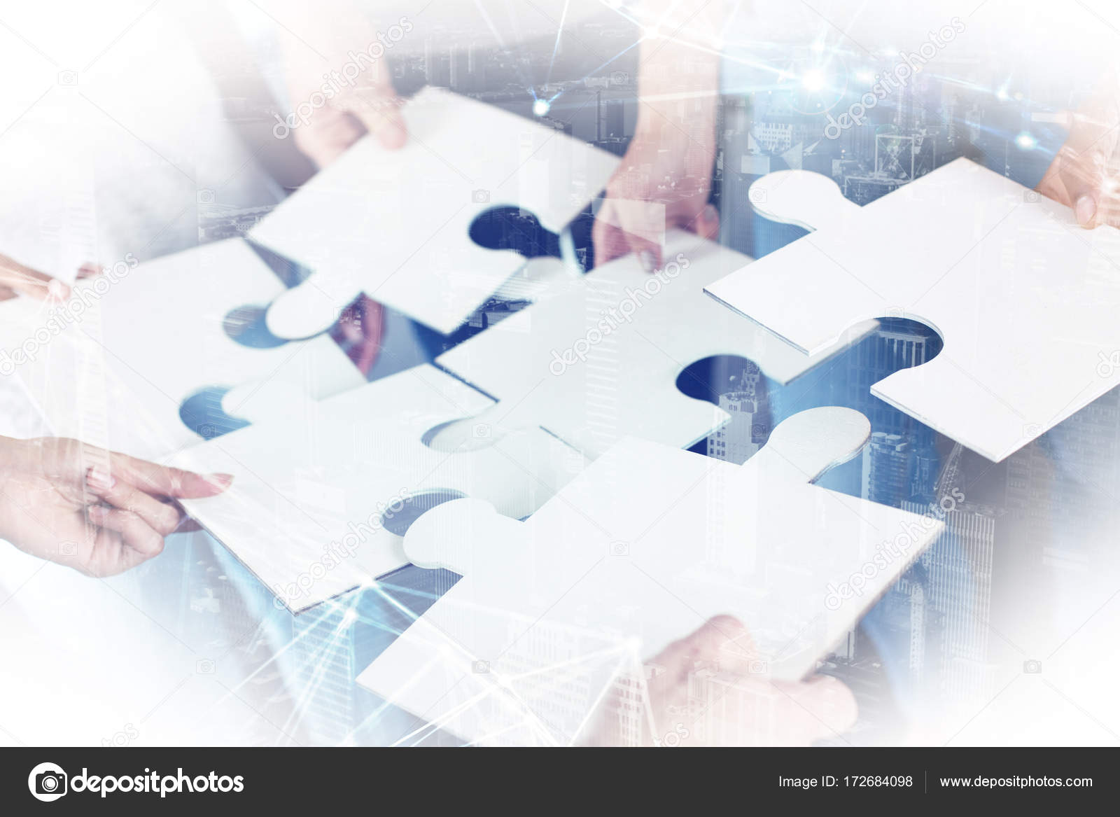 Team connecting pieces of puzzle — Stock Photo © alphaspirit #172684098