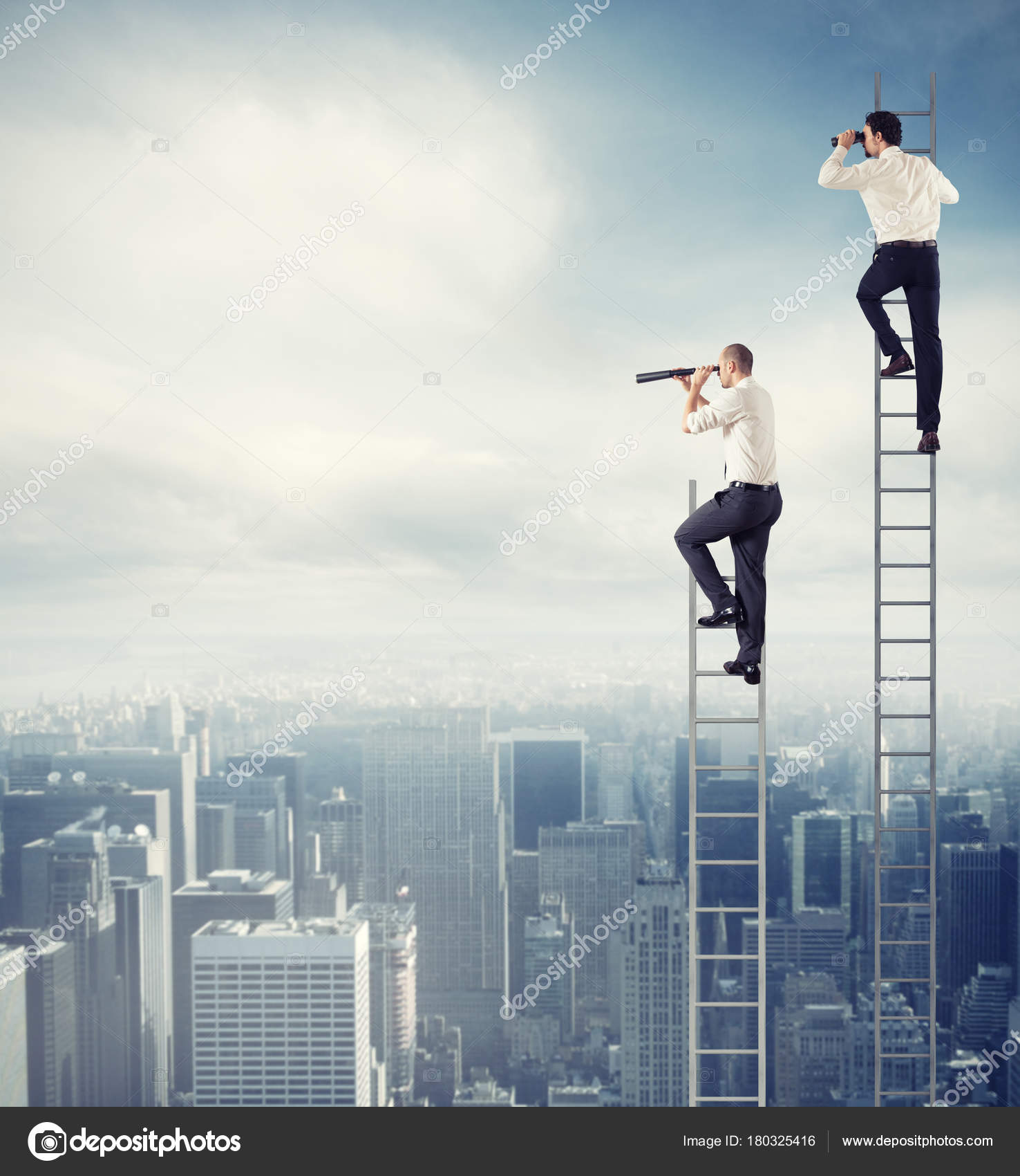 Business people on ladders Stock Photo by ©alphaspirit 180325416