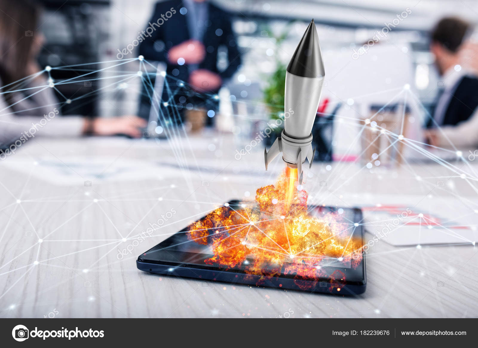 Fast rocket ready to starts from a tablet. Stock Photo by ©alphaspirit ...