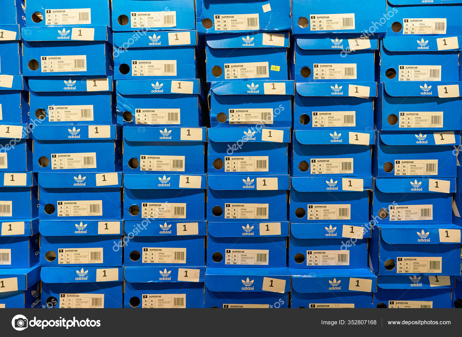 Hong Kong China Circa January 2019 Stacked Adidas Footwear Boxes — Stock Editorial Photo ...