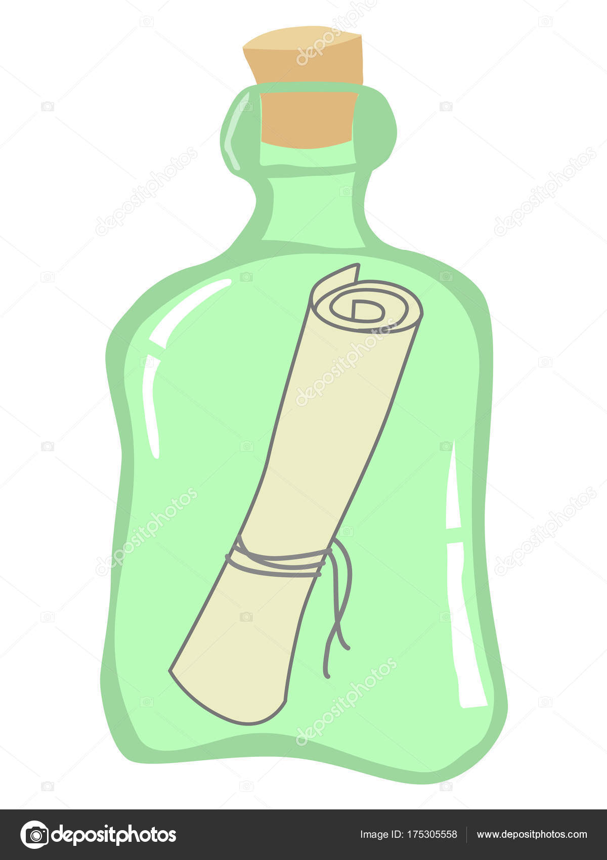 Bottle with paper inside Stock Vector by ©Perysty 175305558