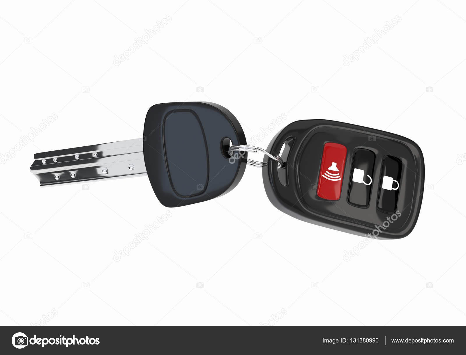 Car keys with remote automatic control with three buttons, isola Stock ...