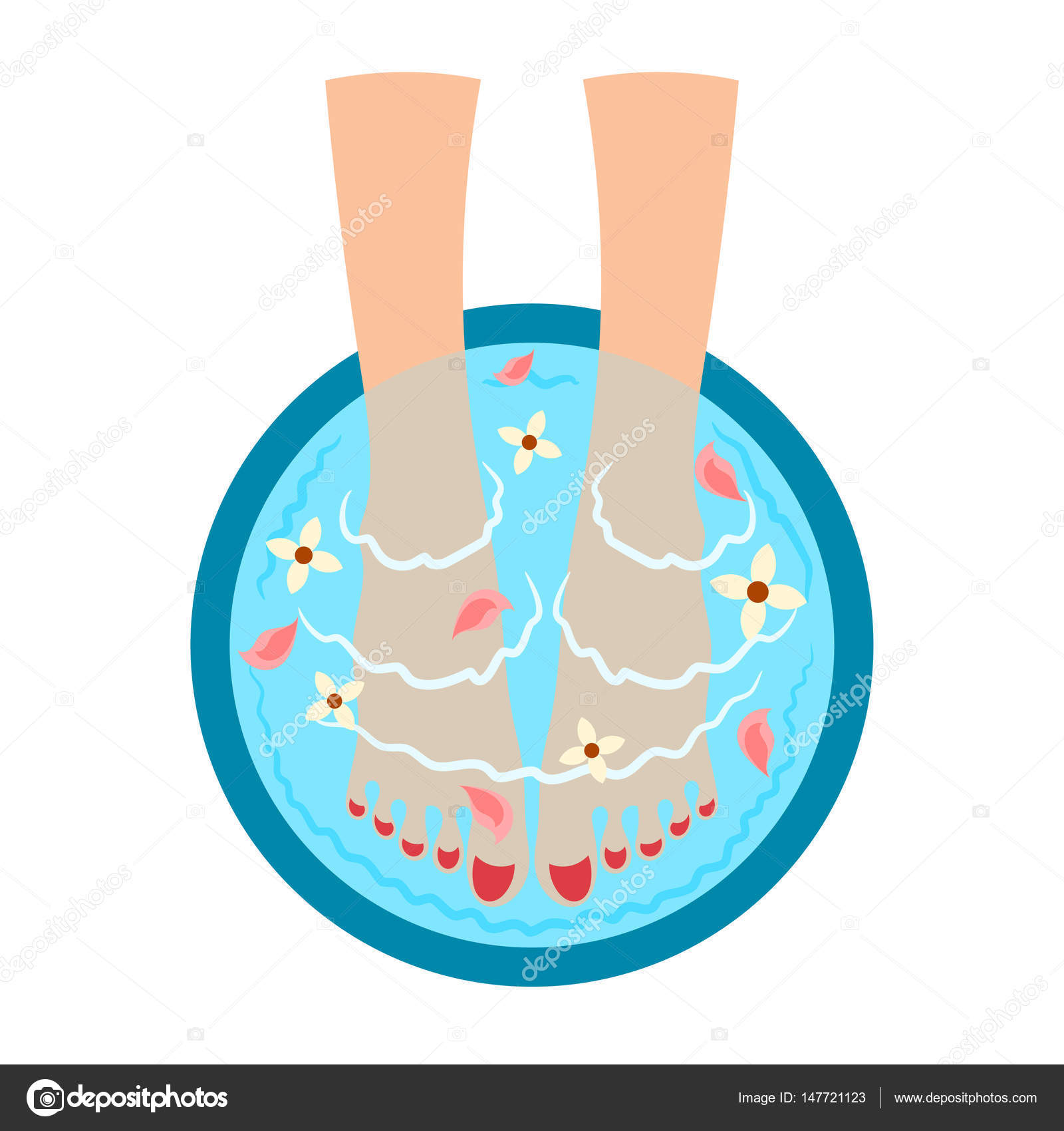 Cartoon vector illustration of female legs in hot bath with flow Stock ...