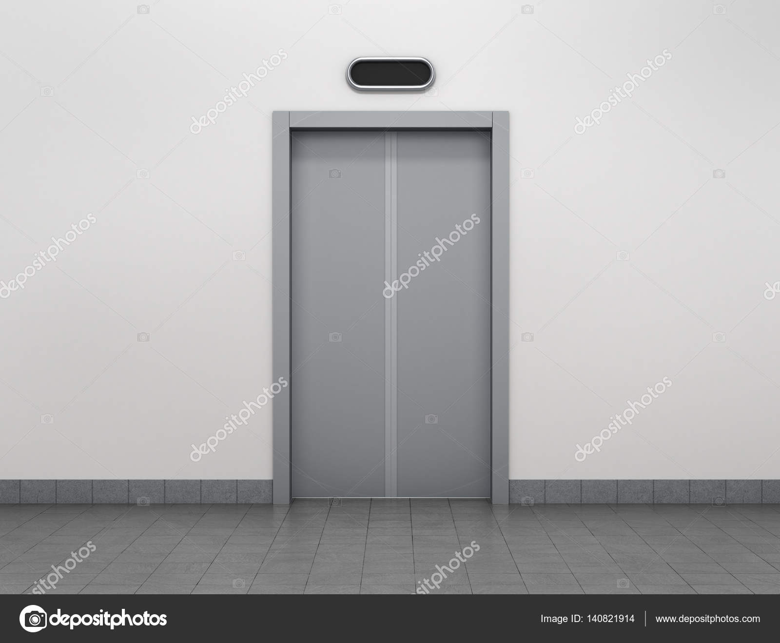 Modernas puertas de ascensor o ascensor de metal cerrado en el edificio ...